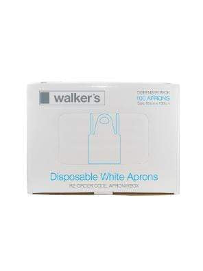 WALKER'S DISPOSABLE APRONS WHITE BOX 100 DISPENSER PACK